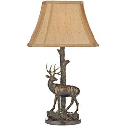 Dar Lighting - dar gulliver - Deer Tischlampe aus gealtertem Messing mit rundem, sich verjüngendem Schirm