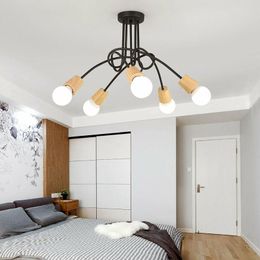 Deckleuchte Vintage Industriell Stil Deckenlampe Spinne Eisen Kronleuchter mit E27 Fassung Innen für Wohnzimmer Schlafzimmer 5 Flammig Schwarz und