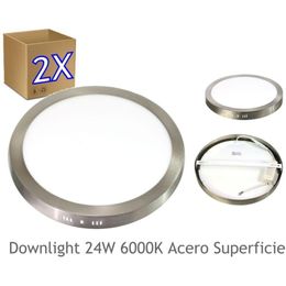 2xdownlight led 24W 6000ºK runde Oberfläche Downlight Stahl und led Blashing - Jandei