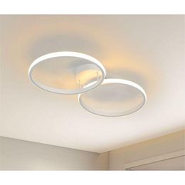 Aiskdan - Kreatives Design LED-Deckenlampe - Moderne Deckenleuchte 36W, Doppelring aus Metall, Warmes Licht 3000K, Durchmesser Einzelring 31cm, Weiß