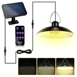 Led Solarleuchte Fluter Garten IP65 Außen Hängelampe Solarbetriebene schwarz Warmweiß - Schwarz - VINGO