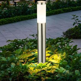 etc-shop Außenleuchte Stehleuchte Gartenlampe Säulenleuchte Eingangsbeleuchtung Garten, IP44 Edelstahl silber opal, 1x E27 Fassung, DxH 12,7x110 cm