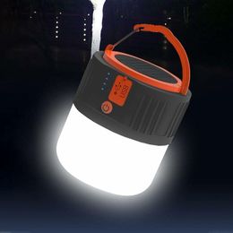 Rhafayre - Wiederaufladbare Solarlaterne, tragbare Zeltleuchte, Sicherheits-Notlicht-Powerbank, 5 Modi Flutlicht zum Angeln (schwarz)