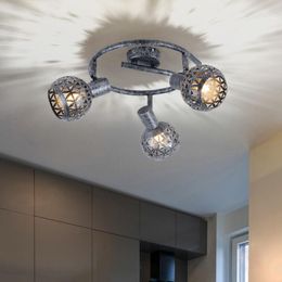 etc-shop Deckenlampe Deckenleuchte Spotleuchte Wohnzimmerleuchte Esszimmerlampe, Metall grau Antik, 3 Flammig Spots beweglich, E14, D 26 cm