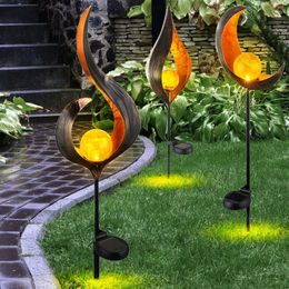 etc-shop 3er Set LED Solar Leuchten Außen Garten Veranda Beleuchtung Dekoration Steck Lampen Flammen Mond