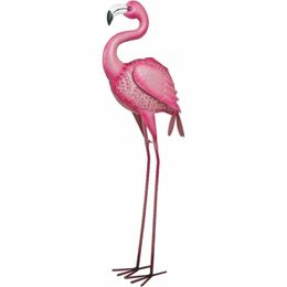 etc-shop Flamingo Solarleuchten Gartendeko pink Gartenfiguren für Außen Tiere, Stahl rosa, 3xLED, h 89 cm