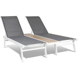Chaise longue lounger Pompei pour 2 pers. Surface de rangement en aluminium - Weiß - Blumfeldt