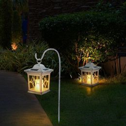 etc-shop - Solarleuchte Außenlampe Steckleuchte Lampe Laterne Wegeleuchte Garten, IP44 Akku, Glas weiß klar goldfarben, led warmweiß, LxBxH