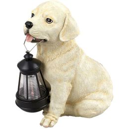 etc-shop - Solarleuchte Hund Garten Solar Dekoleuchte Solarlampe für Außen, Labrador mit Laterne, Akku, 1x led, LxBxH 15,5x23,5x25 cm