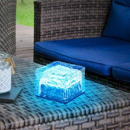 etc-shop Design rgb led Solar Leuchte Farbwechsel bunt Eis Würfel Glas geeist Außen Beleuchtung