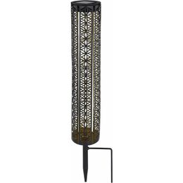 etc-shop Gartendeko Orientalische Solarlampen für Außen Outdoor Balkon Deko, Dekorstanzungen schwarz gold, Erdspieß, 1x led warmweiß, DxH 7x46 cm, Garten