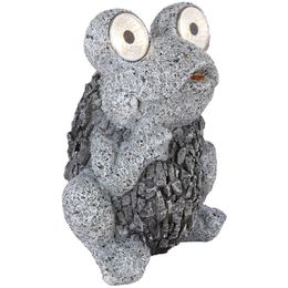 etc-shop Led Solar Außen Steh Leuchte Frosch Figur grau Terrassen Beleuchtung Garten Deko