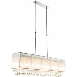 etc-shop Pendelleuchte Kristall Esstischlampe led Hängelampe Wohnzimmer Pendellampe höhenverstellbar 75-120 cm, Seide Glas Chrom, 8x 3W 8x 280lm warmweiß, LxH