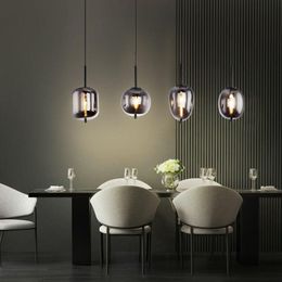 etc-shop Hängeleuchte Esszimmerlampe Wohnzimmer Pendelleuchte Lampe, 4 flammig, Metall Glas rauchfarben, 4x E14 Fassungen, LxH 120x100 cm