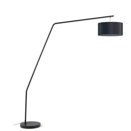 Ciana Stehlampe aus Metall mit schwarzem Finish und Lampenschirm aus Baumwolle - Kave Home