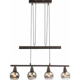 etc-shop Hängeleuchte Pendellampe Hängelampe Höhenverstellbar Esstischlampe mit Glasschirmen, Metall, bronze, LED 4x E14 4x 4W, LxBxH 60x10x160 cm