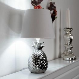 etc-shop Tisch Lampe Stoff Ess Zimmer Beleuchtung Lese Leuchte Ananas Muster im Set inkl. LED Leuchtmittel