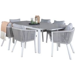 ebuy24 - Levels Gartenset Tisch 100x160/240cm und 6 Stühle Virya weiß, grau.