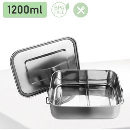 TolleTour 1200ml Brotdose Metall Brotdose Thermobehälter Lunchbox BPA frei Edelstahl - Silber