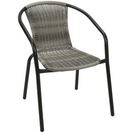 Mojawo Bistro Stapelstuhl Stahl / Rattan, Schwarz/Grau melange-X58000040-1