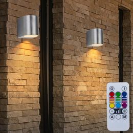 etc-shop 2er Set Außen Wand Lampe Balkon Leuchte Dimmer Fernbedienung im Set inklusive RGB LED Leuchtmittel