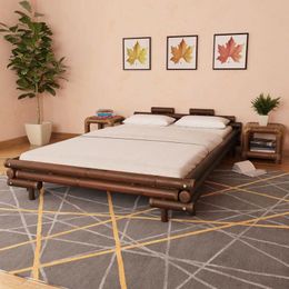 Bettgestell,Schlafzimmerbett Dunkelbraun Bambus 140×200 cm vidaXL