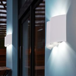 etc-shop Außenwandleuchte LED Wandleuchte Außenleuchte Haustürleuchte Garten, Up & Down Beleuchtung Metall weiß, 4x 2,5W 4x 180lm 3000K, BxH 27x18 cm, 2er Set