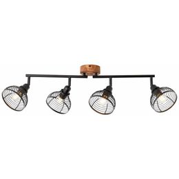 Lampe, Avia Spotrohr 4flg schwarz/holzfarbend, Metall/Holz, 4x D45, E14, 40W,Tropfenlampen (nicht enthalten) - schwarz - Brilliant