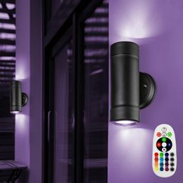 etc-shop 2x RGB LED Außen Wand Lampen DIMMBAR Up Down Strahler FERNBEDIENUNG Fassaden Garten Leuchten