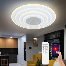 etc-shop Smart Home Deckenleuchte led cct Deckenleuchte Smart Deckenlampe Schlafzimmer, mit Fernbedienung dimmbar, 1x Smart led 50W 3000-6500 Kelvin, 50 cm