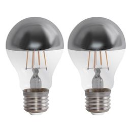 etc-shop - 2er Set 4W led Filament Leuchtmittel Vintage E27 Kopf Spiegel Lampe 400 Lumen