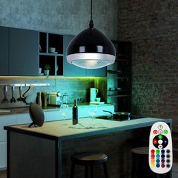 etc-shop Pendelleuchte Küchenlampe schwarz Hängelampe Wohnzimmer Esstischleuchte, Fernbedienung dimmbar Farbwechsler, Metall Glas, 1x rgb led 4,8W 470Lm