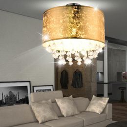 etc-shop - Kristall Decken Lampe Wohn Zimmer Beleuchtung Blattgold Leuchte Design im Set inkl. led Leuchtmittel