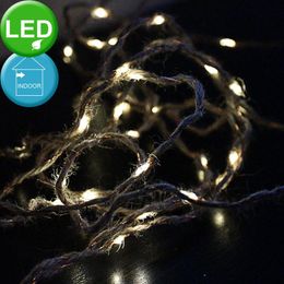 etc-shop 40x LED Lichterkette Weihnachts Dekoration Hanf Seil Leuchte X-MAS Kupfer Lampen