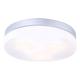 Design Außen Beleuchtung Decken Lampe Glas opal rund alu silber metallic IP44 Leuchte Globo 32113