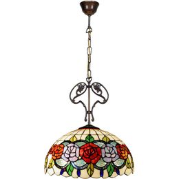 Deckenlampe an der Decke mit Tiffany -Lampenschirm -Durchmesser 30 cm Rosenbirnenreihe nicht enthalten