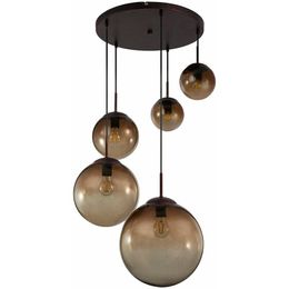 Design Decken Pendel Leuchte Glas Kugeln amber Wohn Zimmer Hänge Lampe brau Globo 15865-5