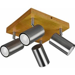 etc-shop Decken Strahler dimmbar Fernbedienung Holz Lampe braun Design Spot Leuchte schwenkbar im Set inkl. rgb led Leuchtmittel