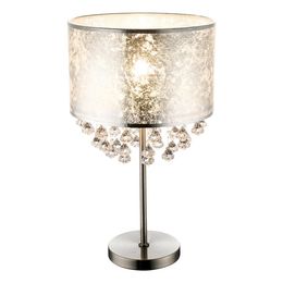 Tisch Leuchte Steh Lampe Textil Blattsilber Beleuchtung Stand Strahler Kristalle Globo 15188T3