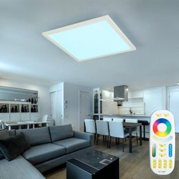 Globo Smart Deckenleuchte mit Fernbedienung Deckenpanel Smart Home Tageslichtleuchte dimmbar, App-Steuerung cct, 1x rgbw 36W 2400Lm, LxBxH 45x45x4,5 cm