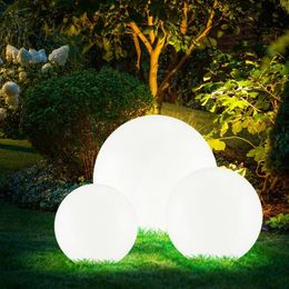 etc-shop Led Solarleuchten Steckleuchten Gartendeko Außenleuchten Kugel rund weiß mit Erdspieß, IP44, Akku, Kunststoff, weiß silber, led, 3er Set