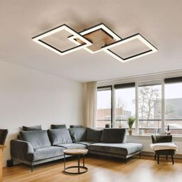 Globo - Deckenlampe led Deckenleuchte Holz schwenkbar Wohnzimmerleuchte Decke schwarz, Metall opal, 30W 2200Lm warmweiß, LxBxH 66x31x7,5 cm