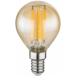 Globo Led Retro Filament Leuchtmittel Vintage Leuchtmittel E14 Kugel Glühbirne, amber Glas, 5 Watt 700 Lumen 3000 Kelvin warmweiß, DxH 4,5x7,8 cm