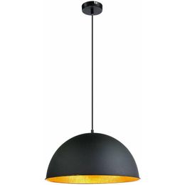 Globo Hängelampe Hängeleuchte Pendelleuchte Esszimmerlampe Schirmleuchte, Metall schwarz goldfarben, 1x E27 Fassung, DxH 41x120cm