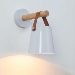 Delaveek - Wandleuchte Innen Holz Retro Wandlampe E27 Basis Für Schlafzimmer, Wohnzimmer, Flur, Diele Weiß