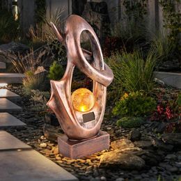 Globo Außenlampe modern Solarleuchte Garten Terrassenlampe bronze, led Flammeneffekt wetterfest Crackle Glas, 1x led 3000K warmweiß, LxBxH 25,5x11x45 cm