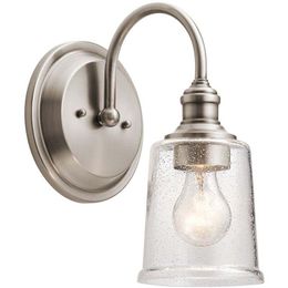 etc-shop Wandleuchte Lampe Stahl Glas Zinn h 29,2 cm 1 Flammig Flurleuchte Treppenlampe