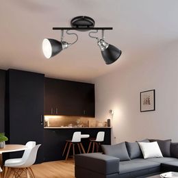 etc-shop - Deckenlampe Wohnzimmerleuchte Schlafzimmerlampe Deckenstrahler Esszimmerleuchte, Metall schwarz nickel chrom, 2 Flammig Spots verstellbar