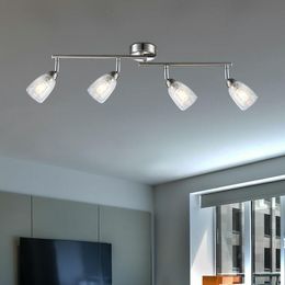etc-shop Led Deckenleuchte Wohnzimmerlampe Spotleiste Chrom Deckenlampe Esszimmer, bewegliche Glasspots in Crackle-Design, 4x 3W 250lm 3000K, LxH 60x 14 cm