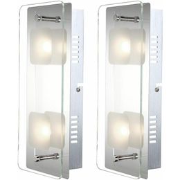 etc-shop 2x LED Wand Lampen Schlaf Zimmer Beleuchtung Glas Spiegel Leuchten satiniert
